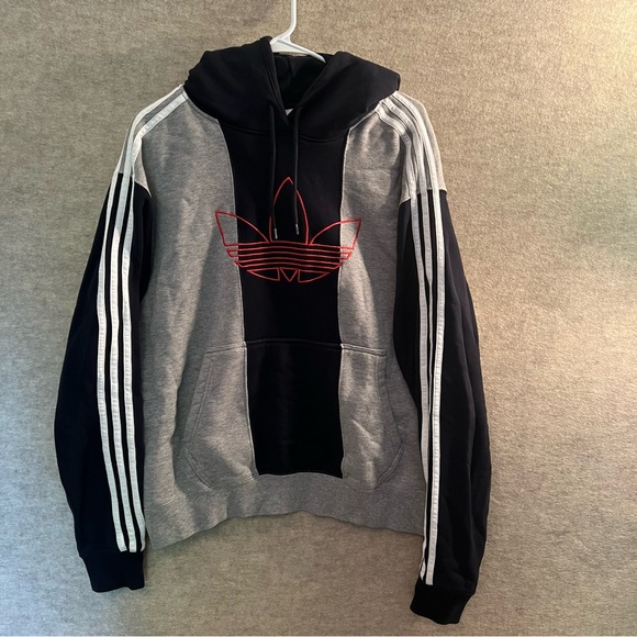 adidas | Shirts | Adidas Navy And Gray Trefoil Hoodie With 3 White ...